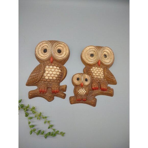 Foam Craft | Wall Decor | Vintage 98s Foam Art Owls Family Baby Owlet ...